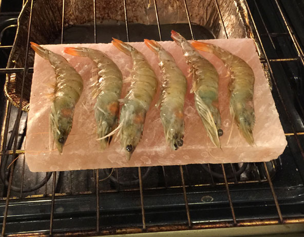 Fantastic Grilled Shrimp on salt plank in 15 minutes. Anyone can do.